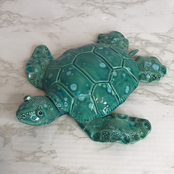 Art | Ceramic Green Colorful Turtle Pottery Figure Home Decor Beach ...